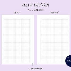 Notes Paper Set | Half Letter Printable Pages Pdf | Blank Line, Grid ...