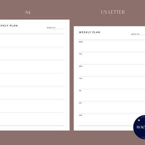 Weekly Planner A4&US Letter Printable Insert WO1P Layout Template 1 ...