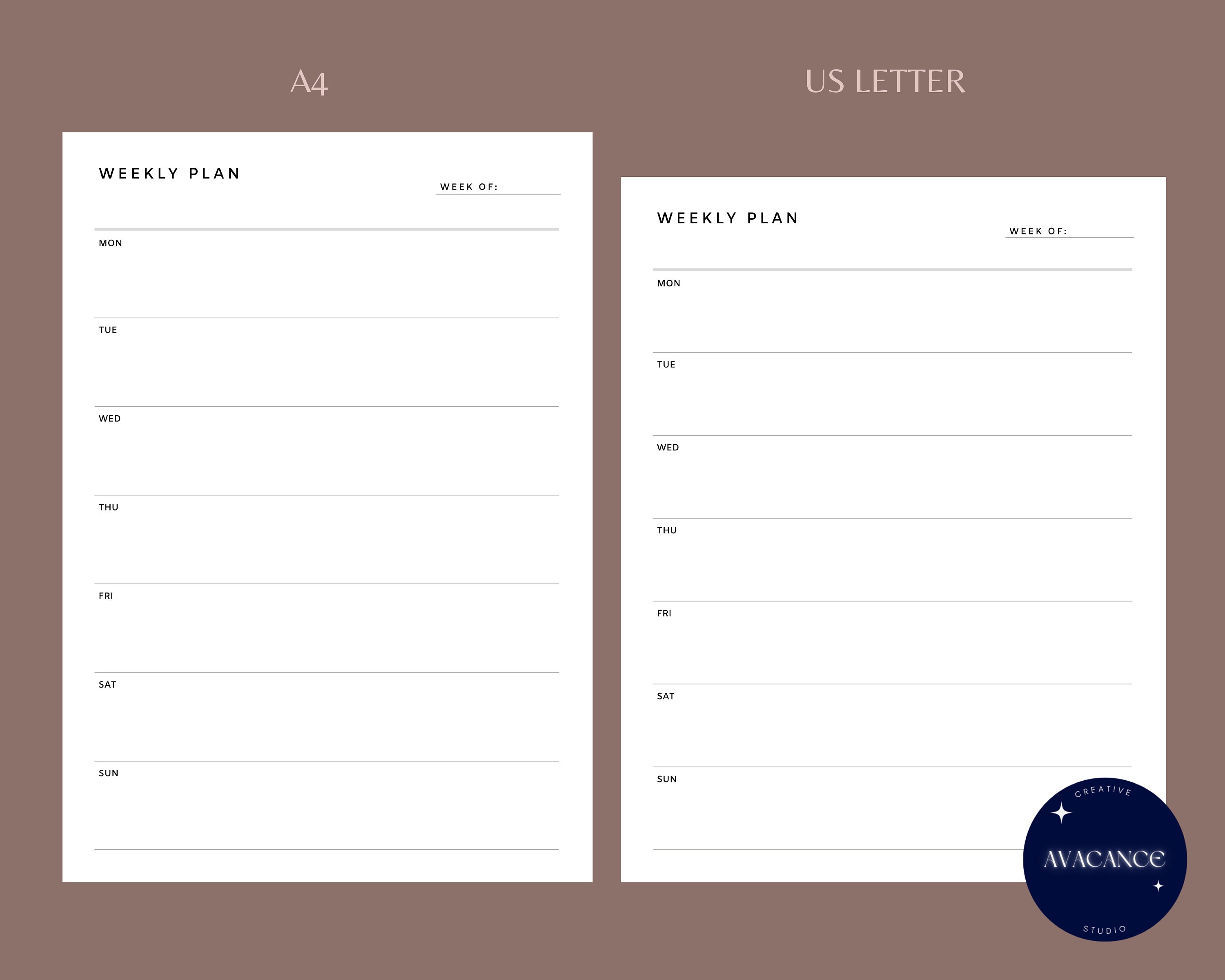 Weekly Planner A4&US Letter Printable Insert WO1P Layout - Etsy