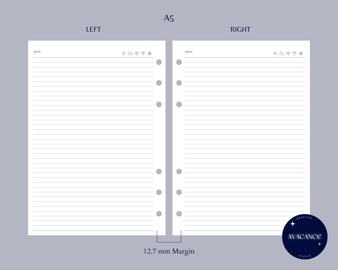 Daily Journal | Undated A5 Printable Insert | Simple Layout Planner ...