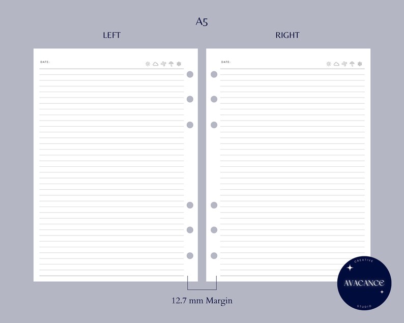 Daily Journal | Undated A5 Printable Insert | Simple Layout Planner ...