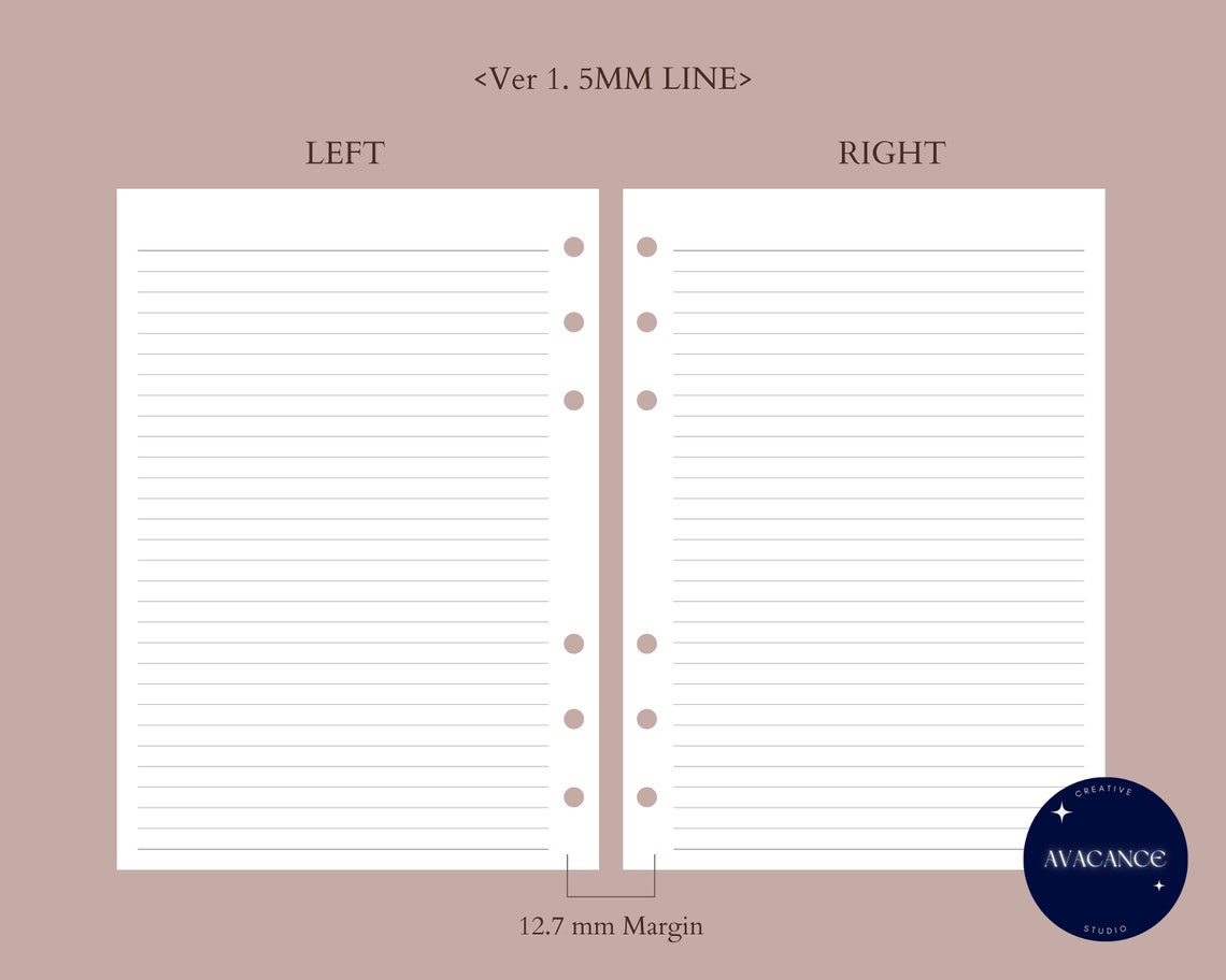 Notes Paper Set Personal Wide Printable Insert Pdf Simple Layout Memo ...