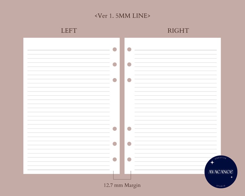 Notes Paper Set | Personal Wide Printable Insert Pdf | Simple Layout ...