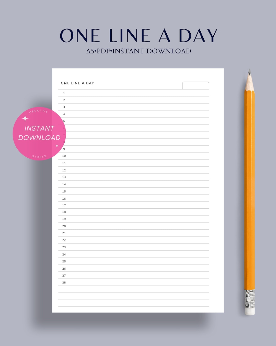 One Line a Day | A5 Undated Printable Insert | Minimal Planner | Daily ...