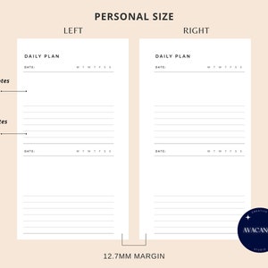 Daily Planner | Personal 2 Days on One Page Layout Template | Undated ...