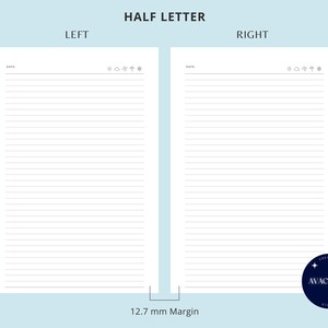 Daily Journal | Undated Half Letter Printable Insert | Simple Layout ...