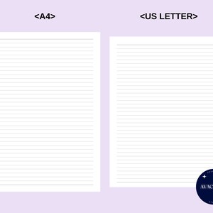 Notes Paper Set | A4&US Letter Printable Pages Pdf | Blank Line, Grid ...
