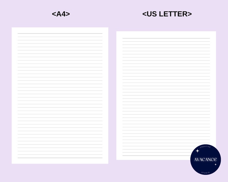 Notes Paper Set | A4&US Letter Printable Pages Pdf | Blank Line, Grid ...