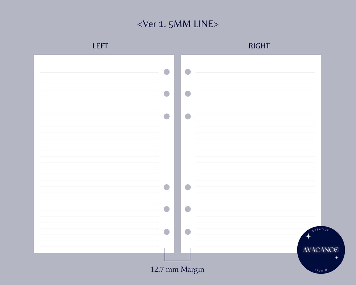 Notes Paper Set A5 Printable Insert Pdf Blank Line, Grid, Dot Layout ...