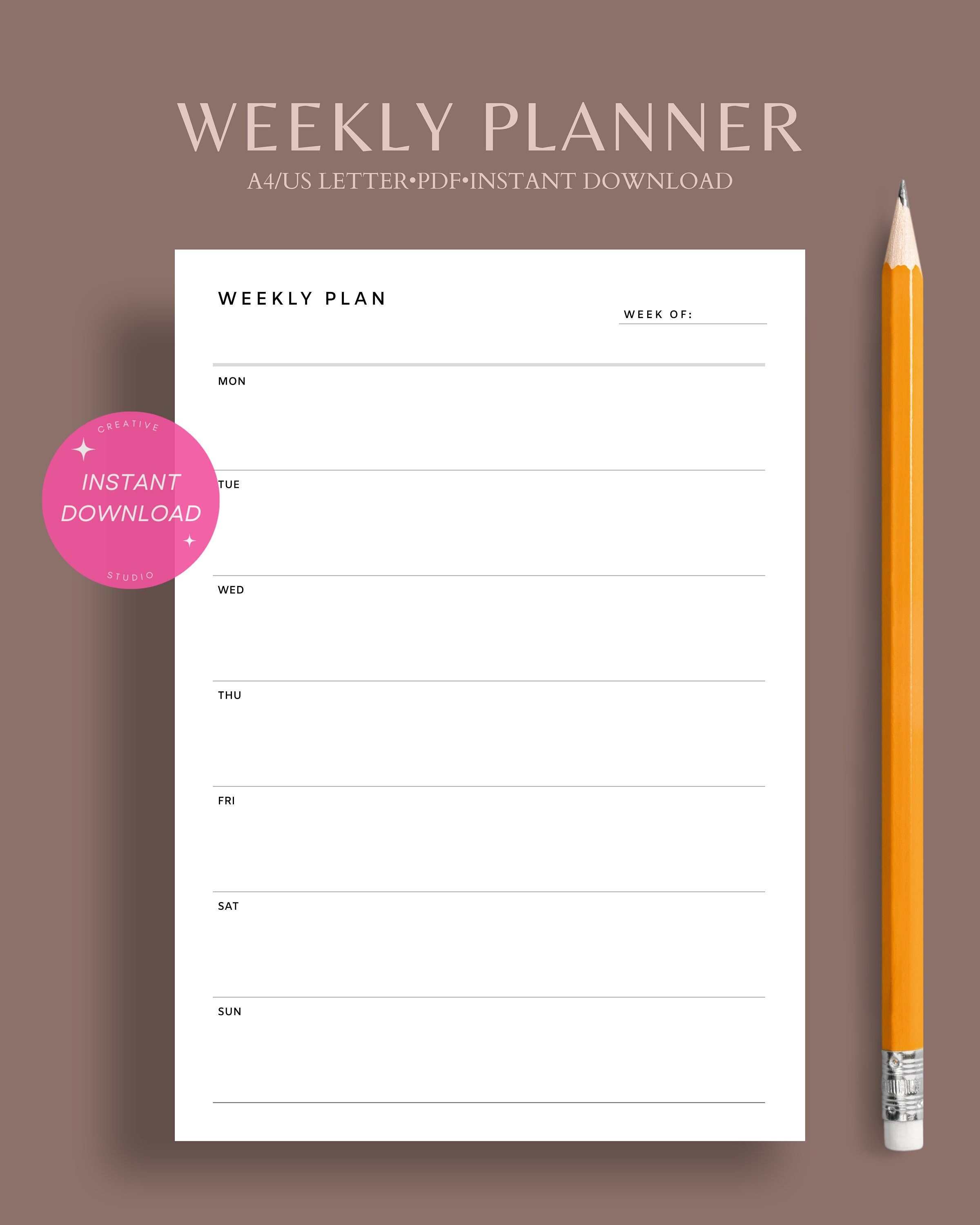 Weekly Planner A4&US Letter Printable Insert WO1P Layout - Etsy