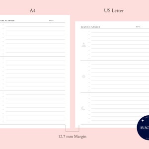 Daily Routine Planner | A4&US Letter Undated Printable Insert | Habit ...
