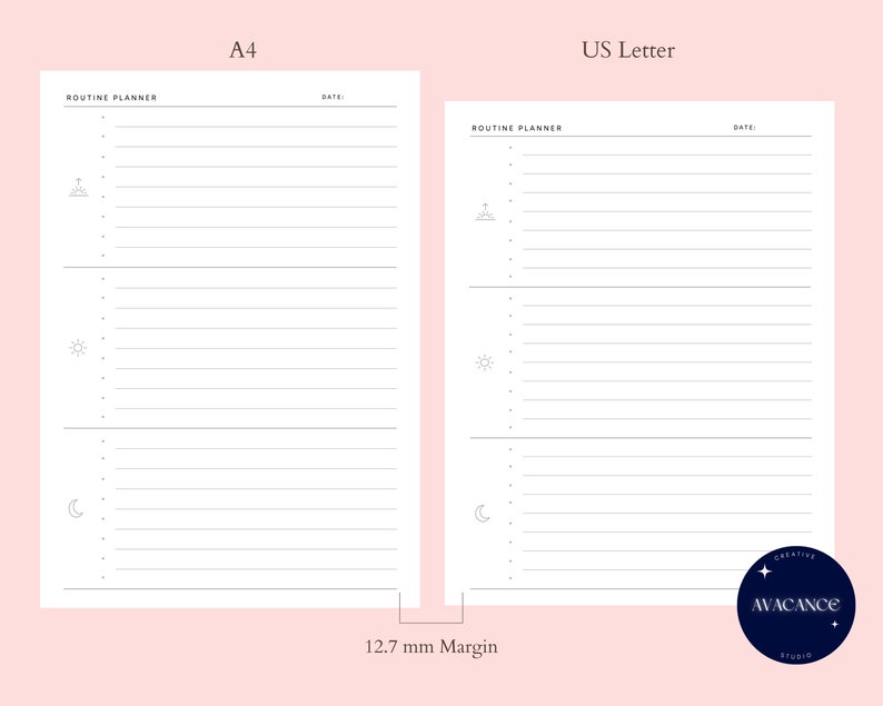 Daily Routine Planner | A4&US Letter Undated Printable Insert | Habit ...