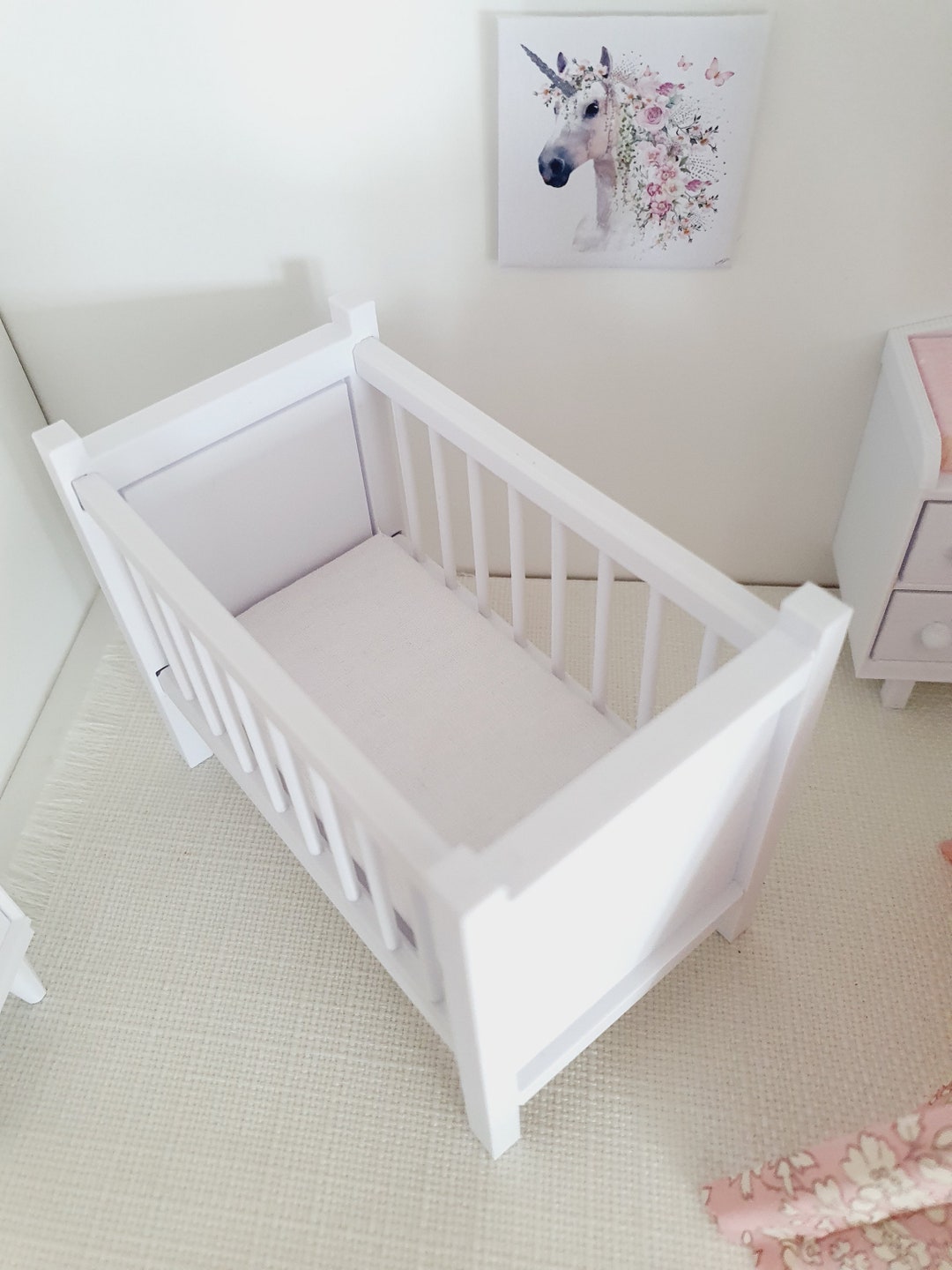 Dolls House Modern Coloured Cot With Polka Dot Mattress - Etsy