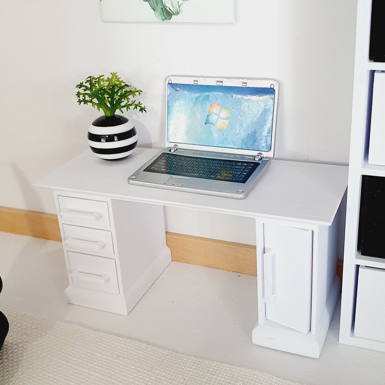 Dolls House Miniature Office Set: 12th Scale Desk & Storage - Etsy