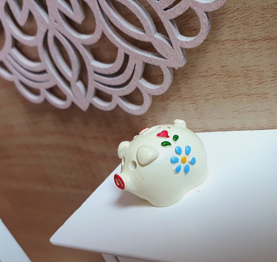 Dolls House Piggy Money Bank Ornament, Choice of Colours 1:12th Scale ...