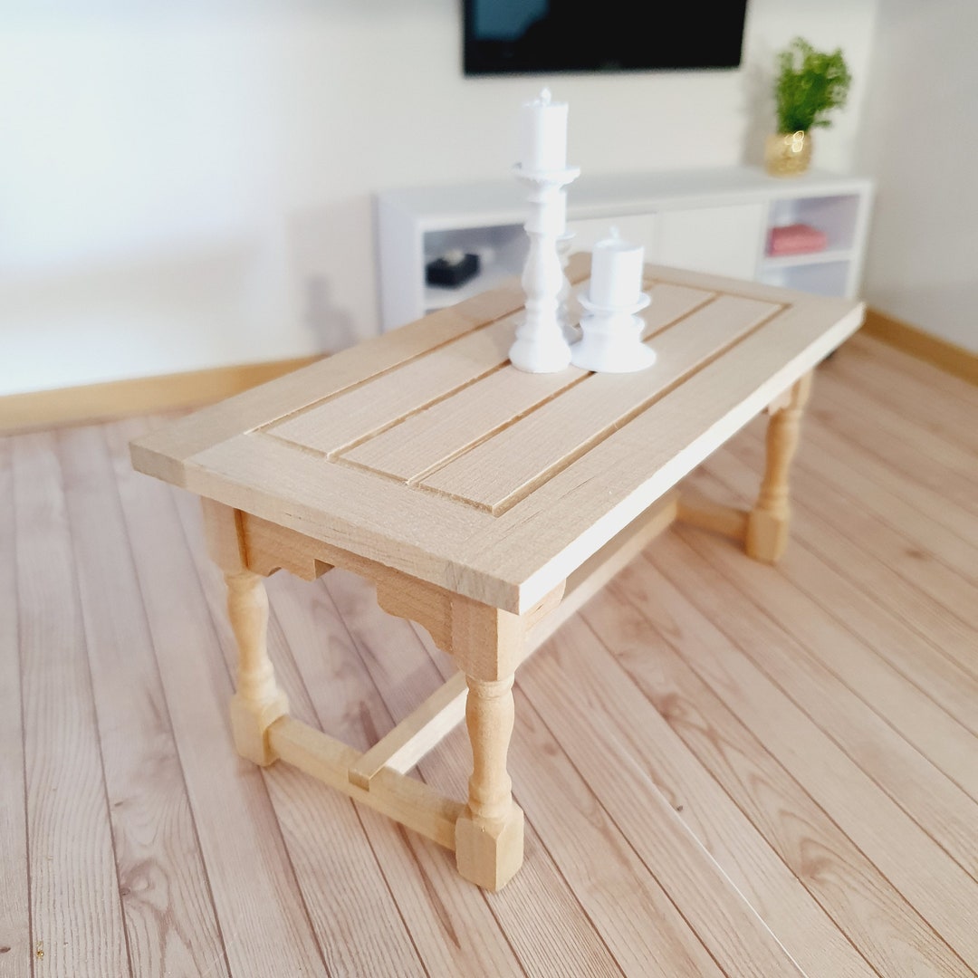 Dolls House Modern Wooden Dining Table, 1:12th Scale, Miniature Table ...