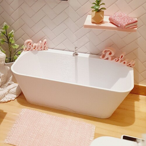 Modern White Plastic Miniature Bathroom Set in 1:12 Scale for - Etsy