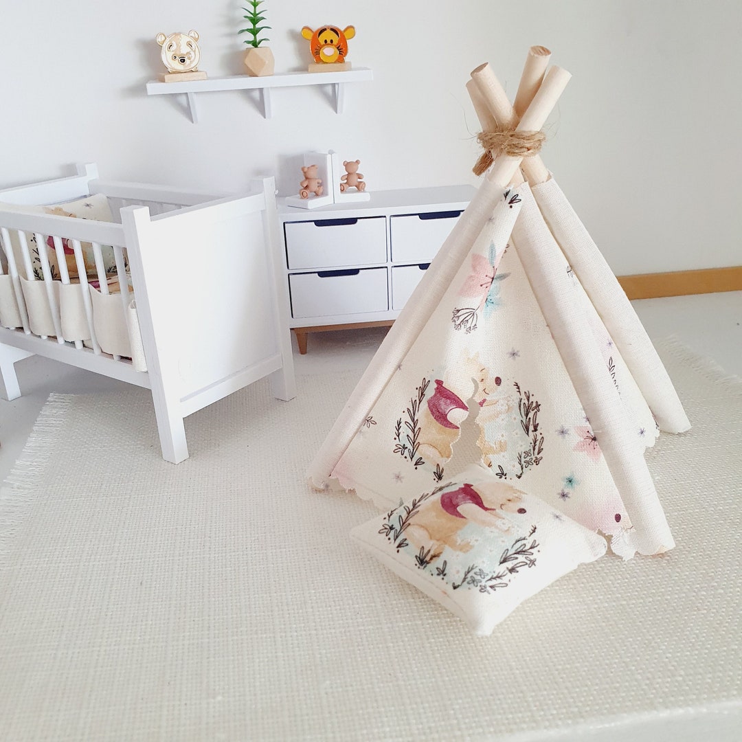 Dolls House Cute Winnie the Pooh Teepee / Tent & Floor Cushion, 12th ...