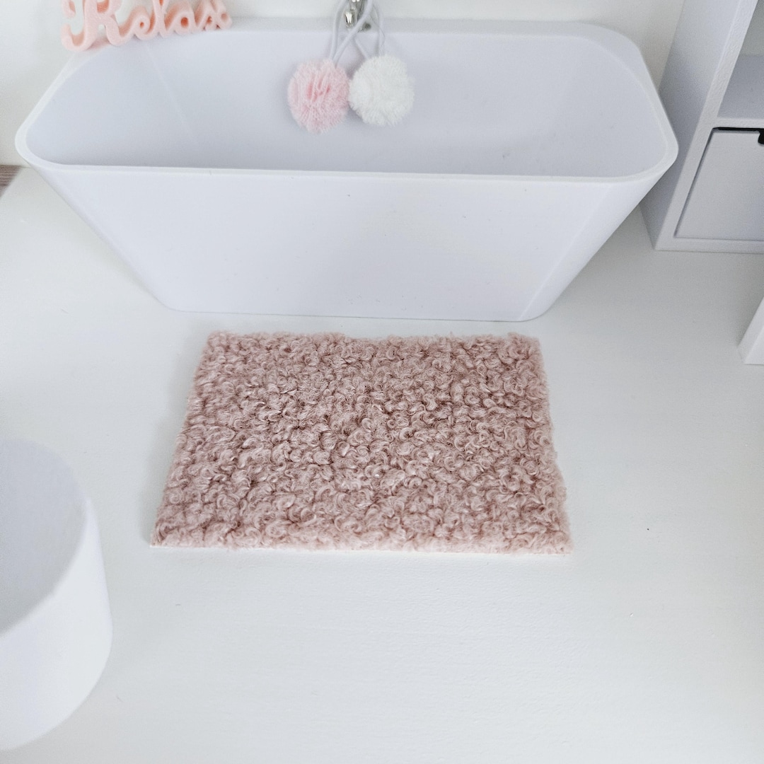 Dolls House Boucle Fabric Bath Mat | Choice of Colours | 1:12th Scale ...