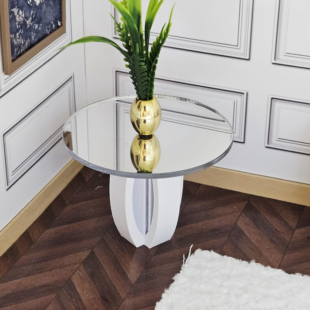 Modern Round Dolls House Table | Mirror or Solid Top | 1:12 Scale ...