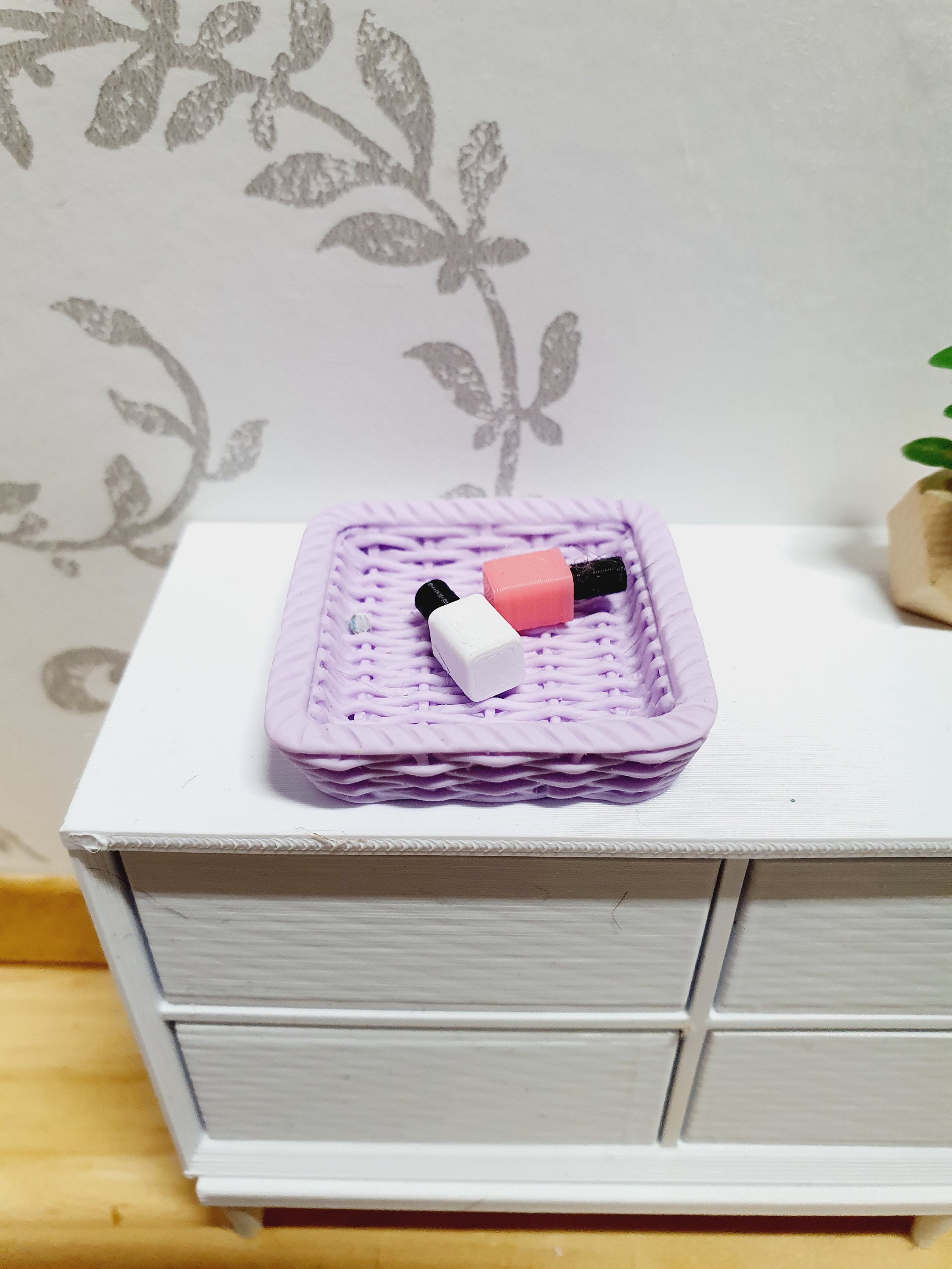 Dolls House Modern Rattan Tray, Choice of Colours, 12th Scale ...
