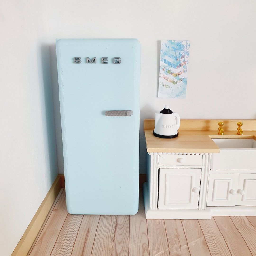 Dolls House Modern Kitchen Light Blue SMEG Fridge, 1:12th Scale ...