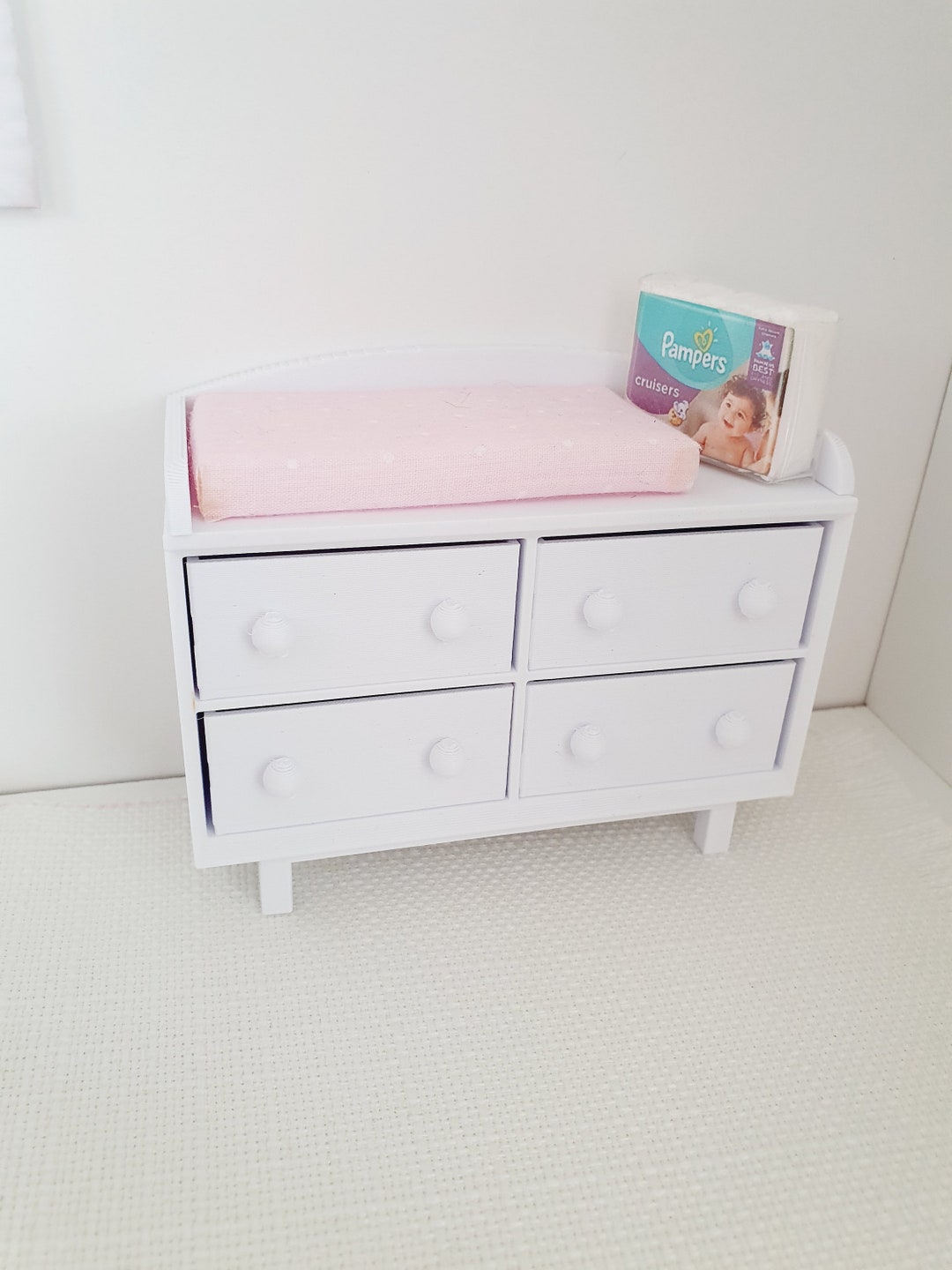 Dolls House Coloured Modern Baby Changing Table, Choice of Colours 1 ...