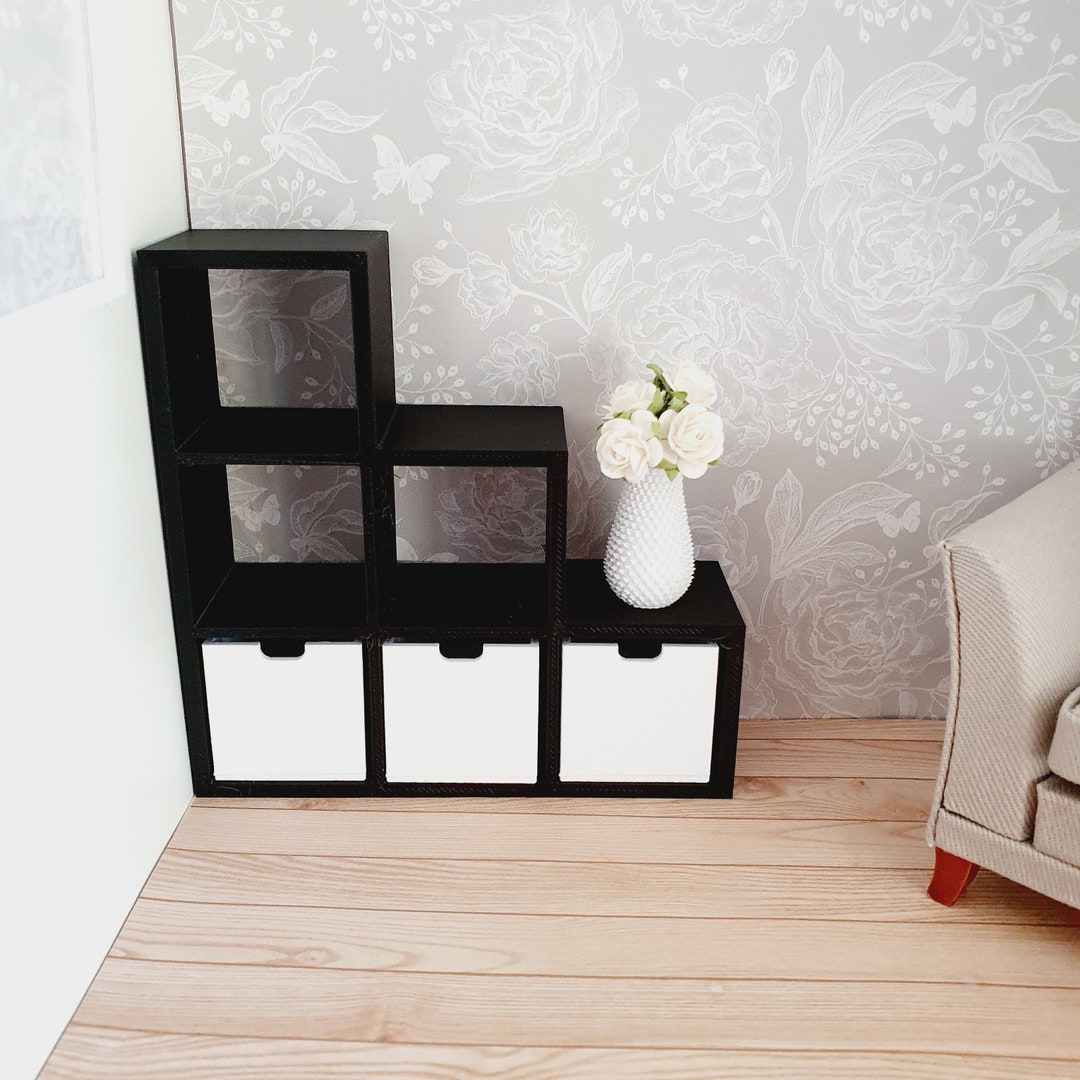 Dollhouse Cube Storage Unit With 3 Boxes, 1:12 Scale - Etsy