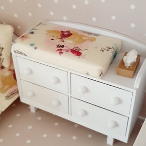 Dolls House Miniature Baby Changing Table With Winnie the Pooh Pad, 1: ...