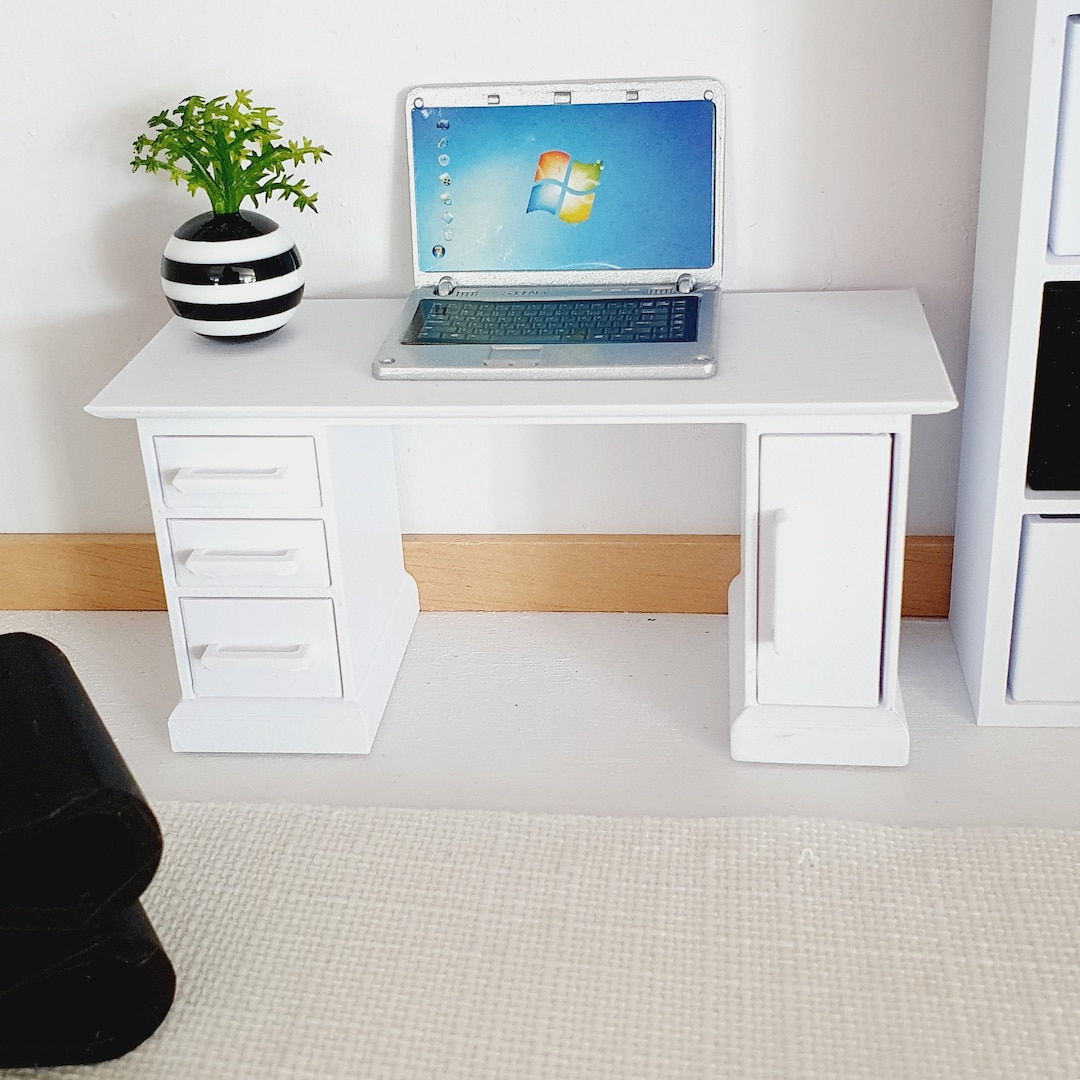 Dolls House Desk: Miniature Study Desk, 12th Scale Dollhouse Furniture ...