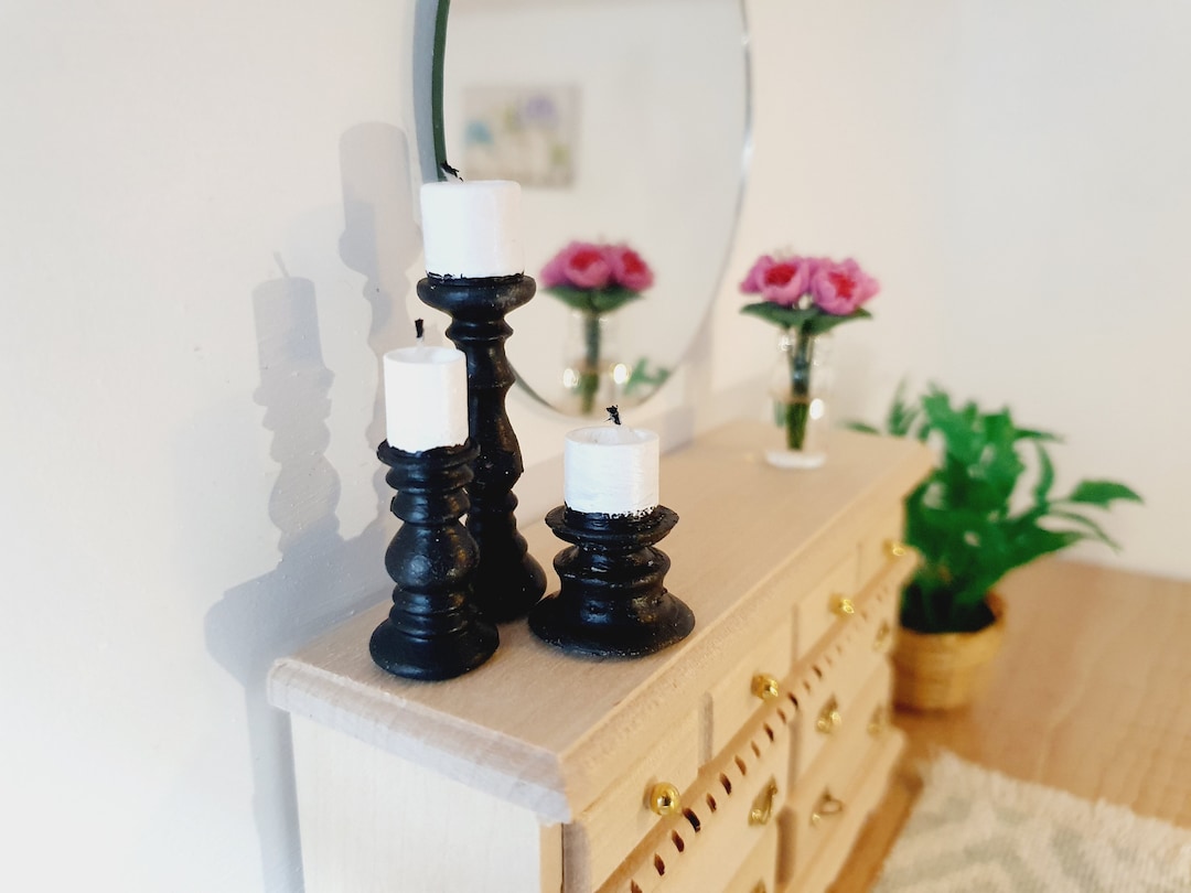 Dolls House Candle, Set of 3 Candles, Choice of Colours, Miniature ...
