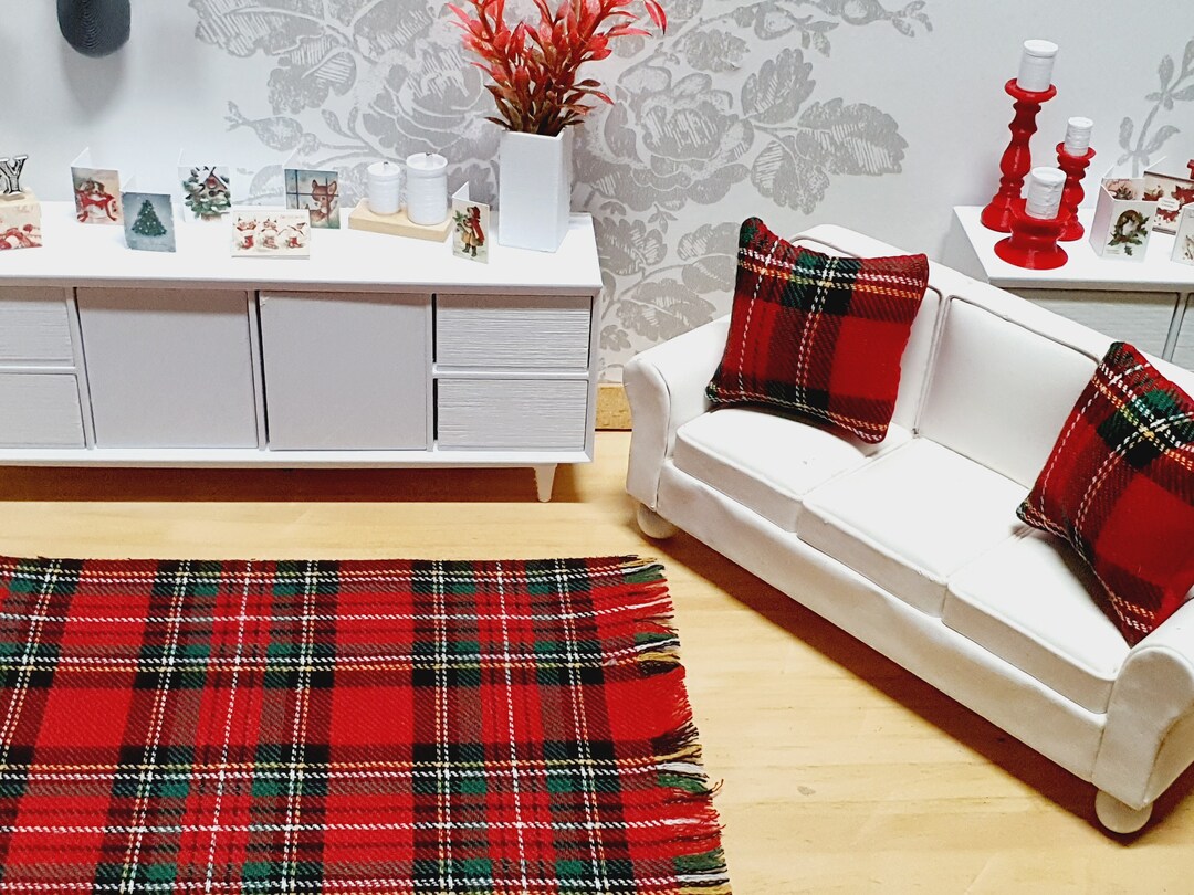 Dolls House Red Tartan Rug | 1:12th Scale | Miniature Rug - Etsy UK