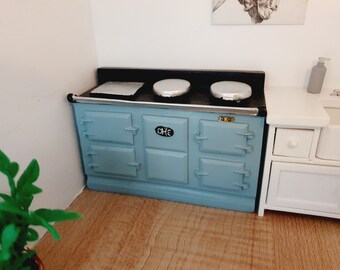 1:12 Dollhouse Miniature Retro Style Aga Triple Gastop Kitchen Stove W ...