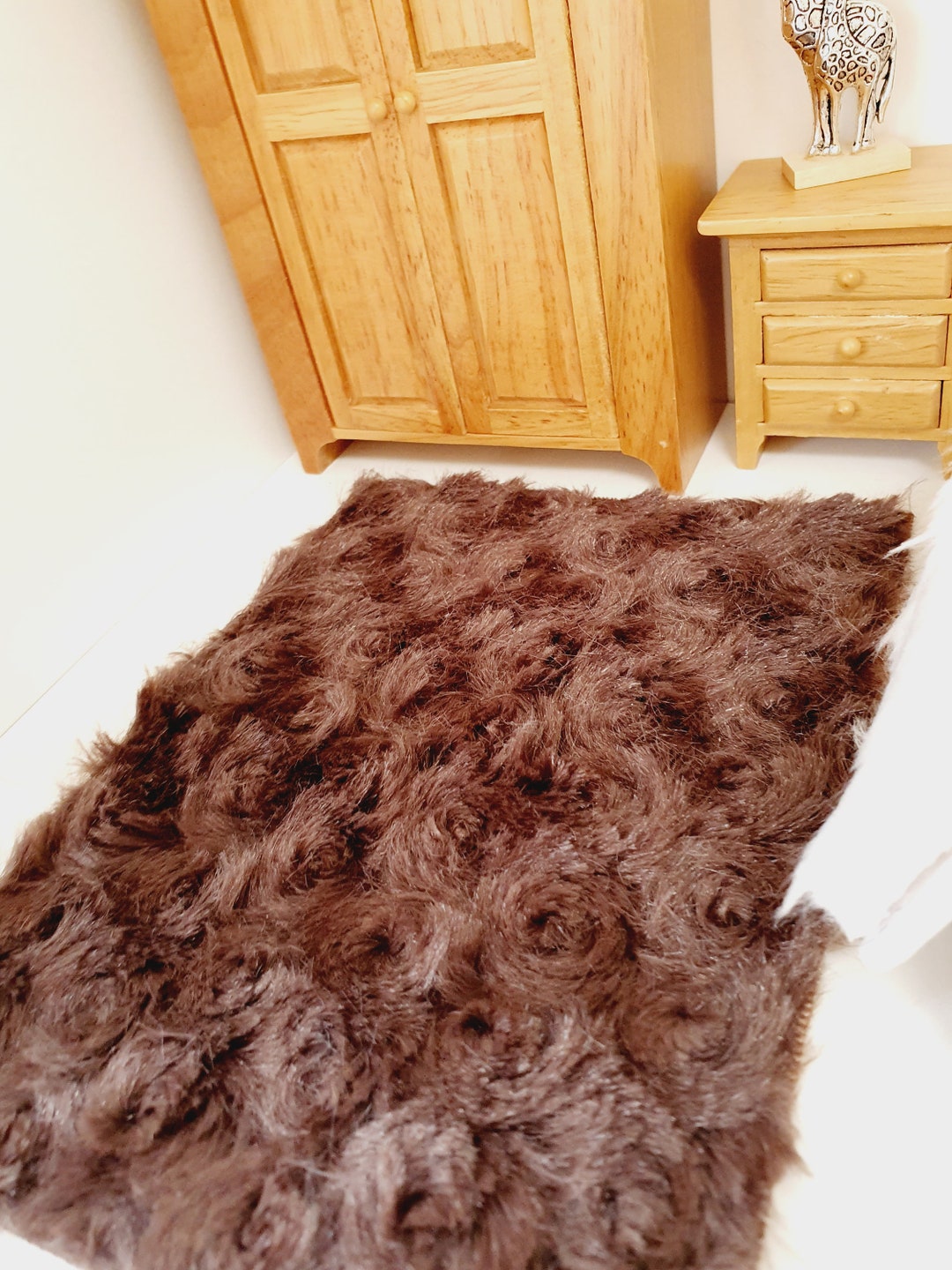 Dolls House Lovely Soft Brown Fur Rug 1:12th Scale, Miniature Rug - Etsy