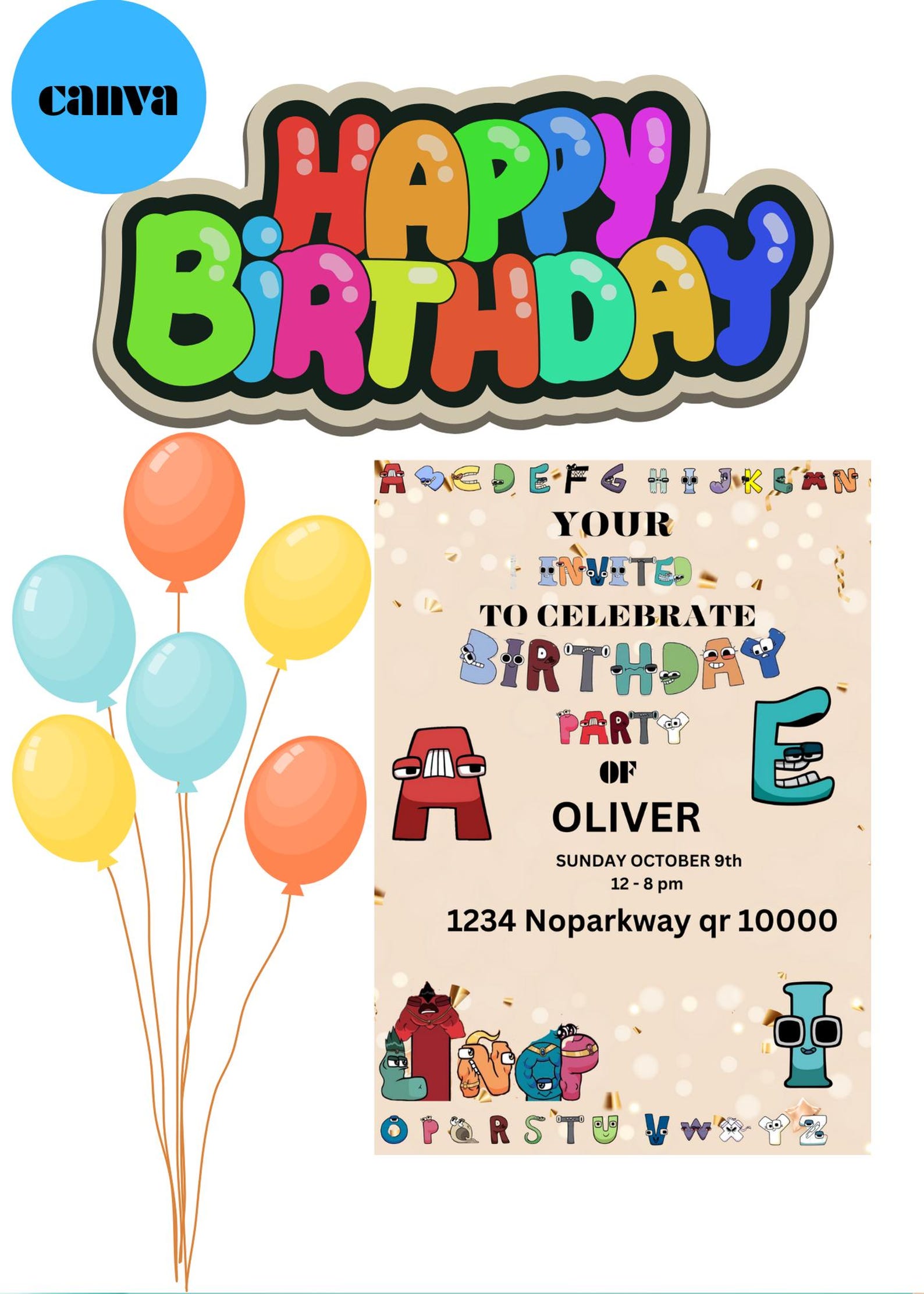 Alphabet Lore Birthday Invitation: Editable Canva Template (digital) - Etsy