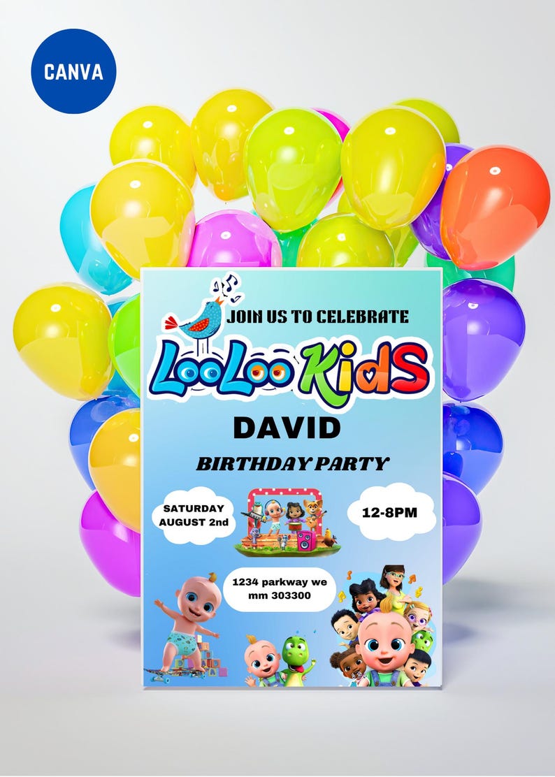 LOOLOO Kids Editable Invitation Card , Easily Edit With Canva . LOOLOO ...