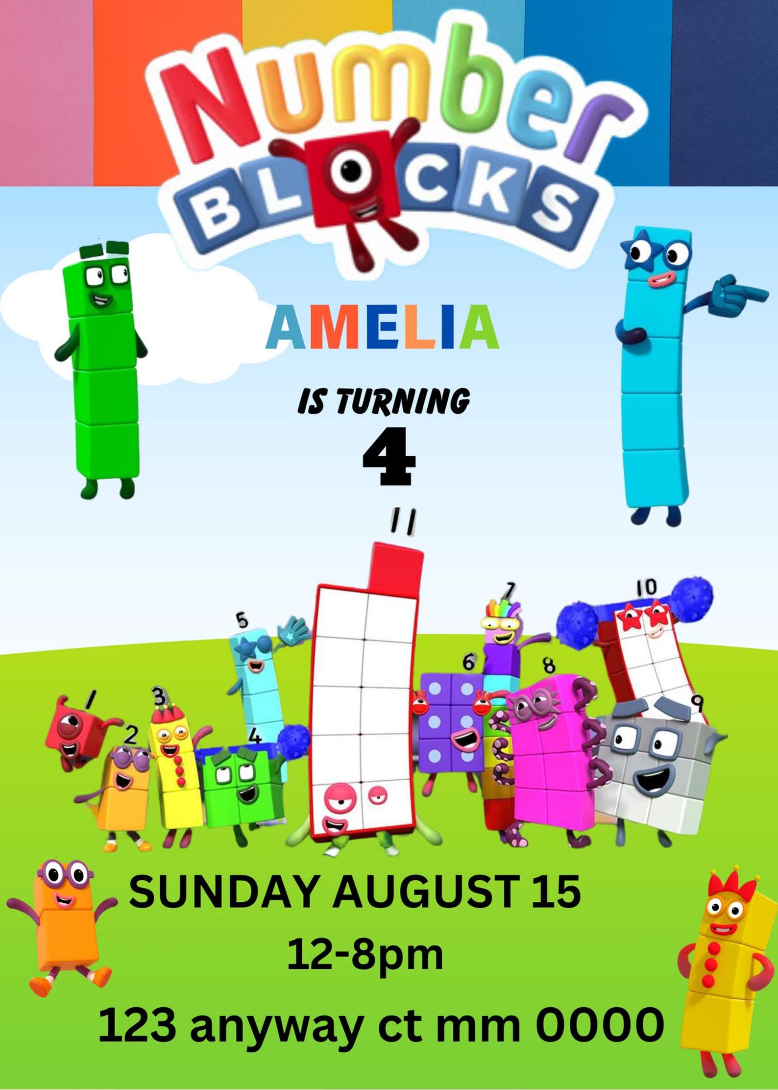 NUMBERBLOCKS Invitation Template Card . Editable Card Easily Edit in ...