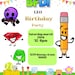 BFDI Birthday Invitation: Editable Canva Template - Etsy