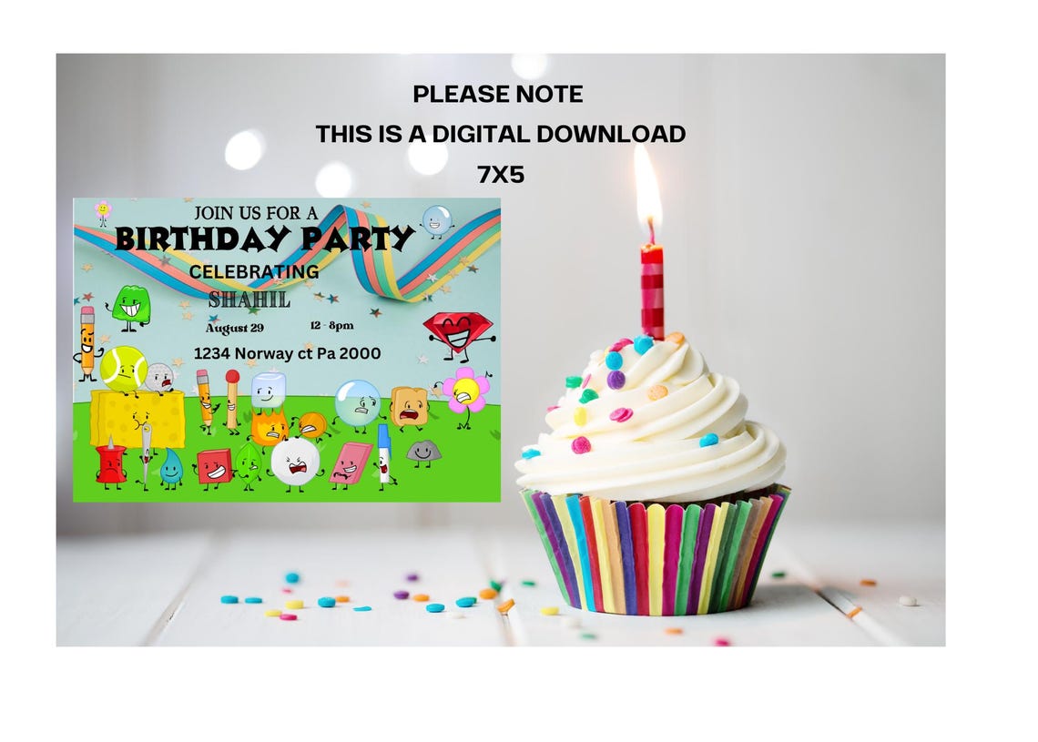 BFDI Birthday Party Invitation: Editable Canva Template (digital) - Etsy