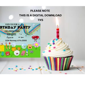 BFDI Birthday Party Invitation: Editable Canva Template (digital) - Etsy