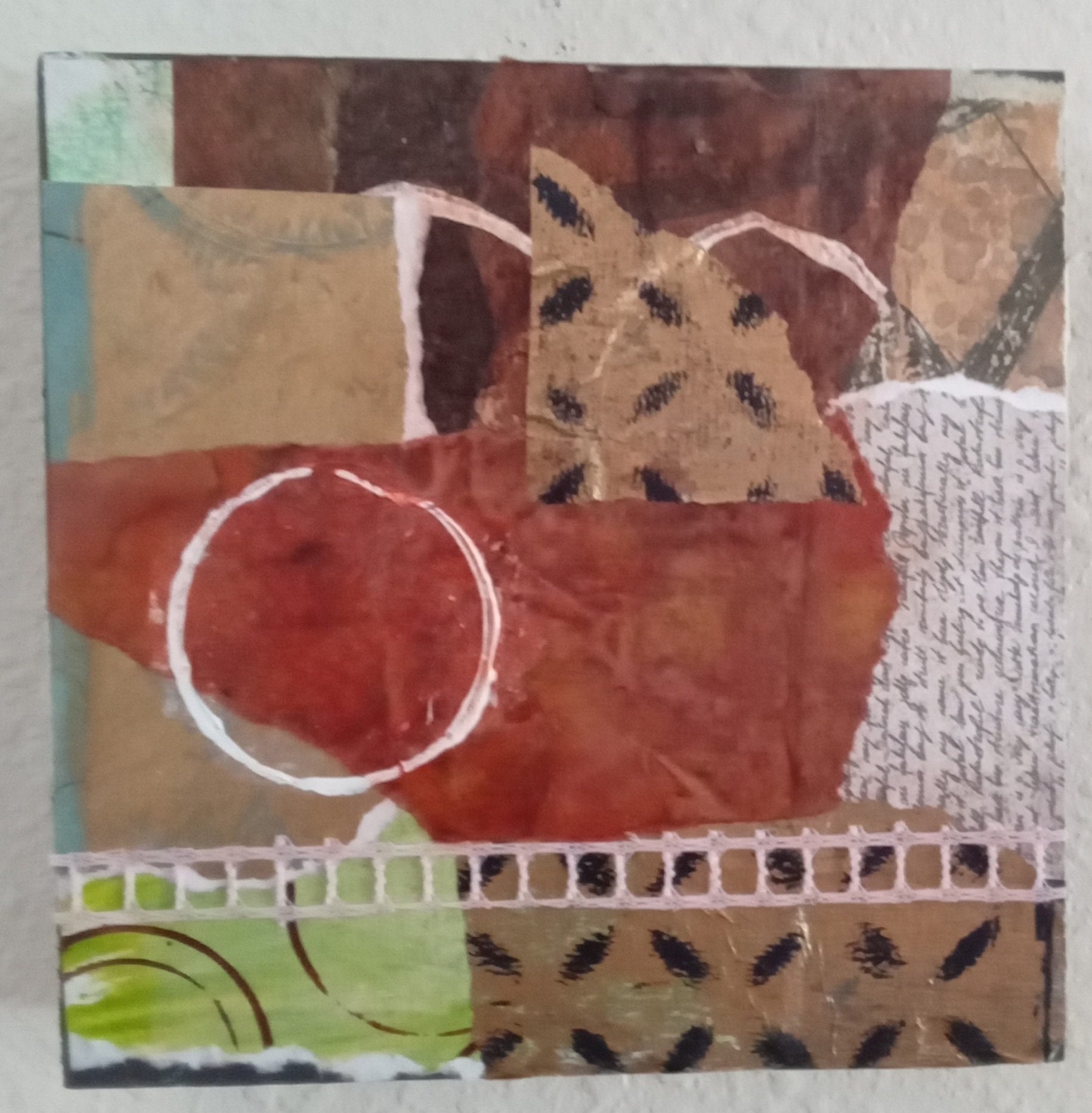 5x5 Collage on Wood Cradle Board. Mixed Media Collages. Small Size ...