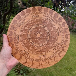 Wheel of the Year | Moon Cycle | 8 Pagan Festivals | Wooden Grid| Laser ...