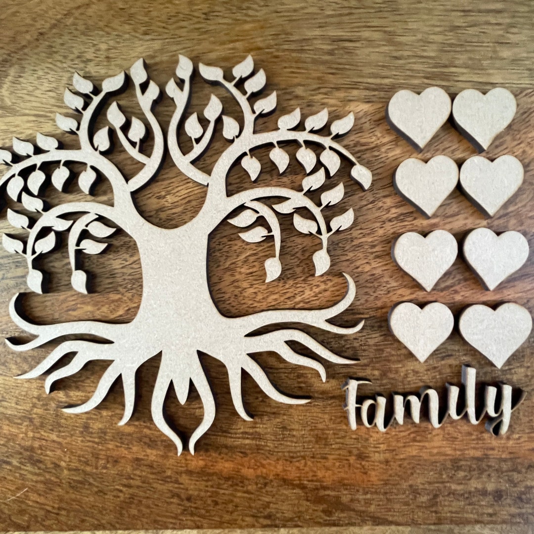 Family Tree of Life | Kit 2 | Craft Kit | Laser Cut | 8 Free MDF Hearts ...