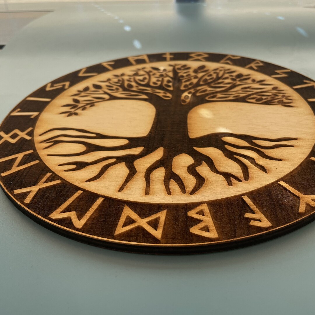 Rune Casting Board Altar Tree of Life Scrying 24 Elder Futhark Runes ...