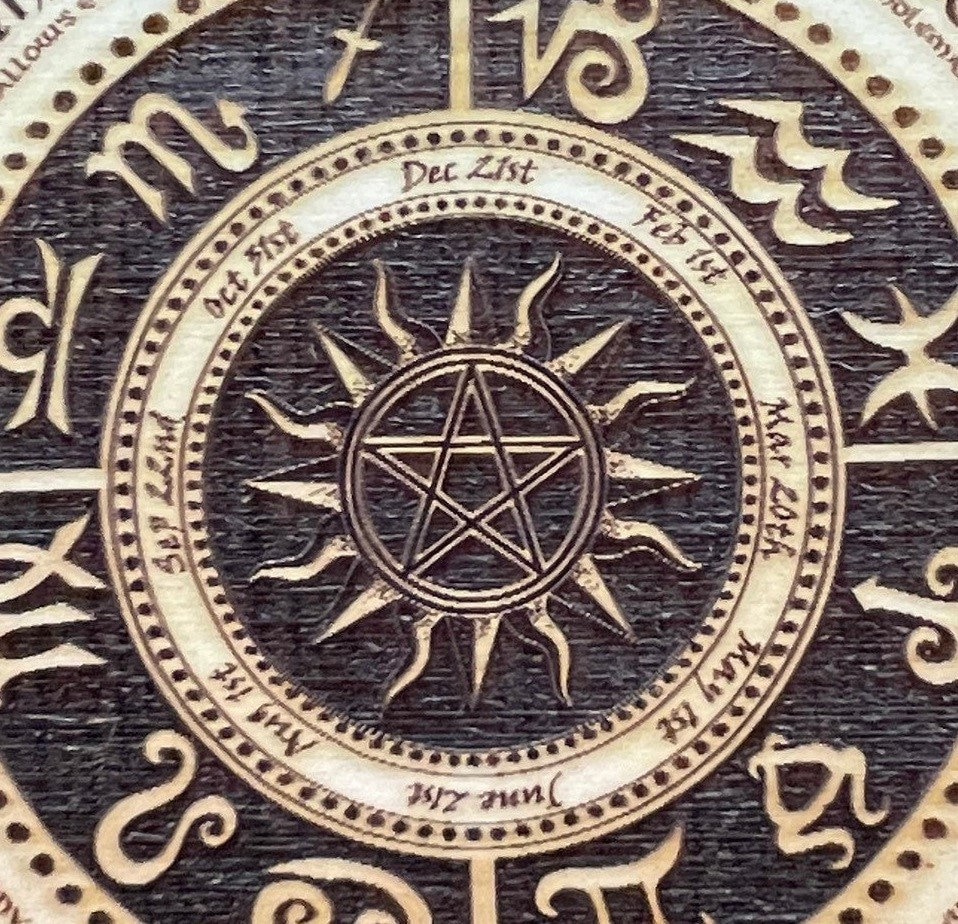 Wheel of the Year Moon Cycle Sun/pentagram Poplar Laser | Etsy