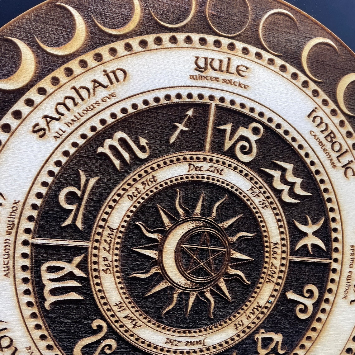 Wheel of the Year Moon Cycle Sun/moon/pentagram Poplar - Etsy UK