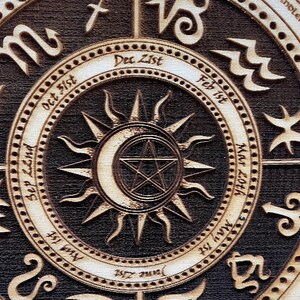 Wheel of the Year | Moon Cycle| Sun/moon/pentagram| Poplar| Laser ...