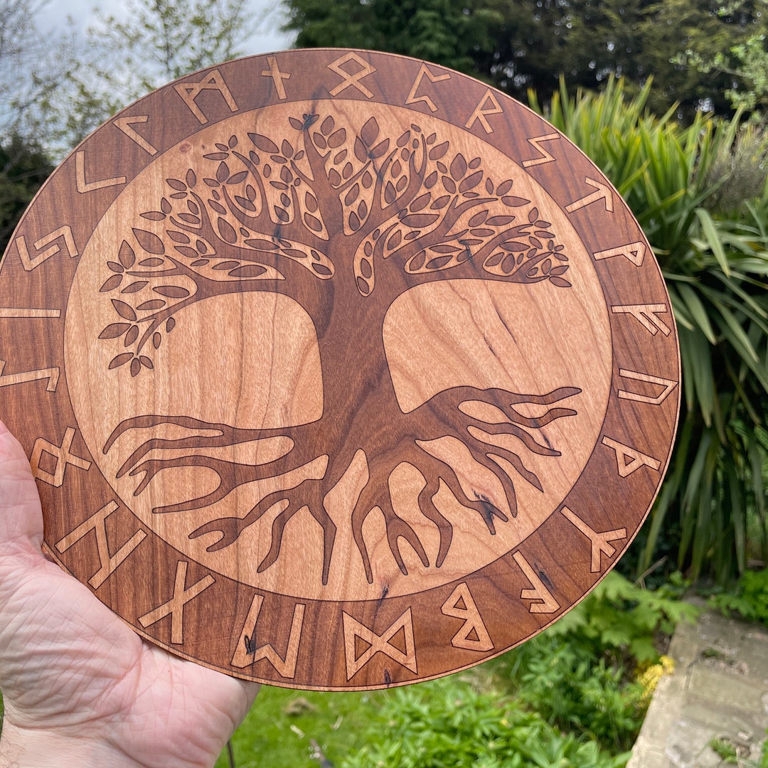 Rune Casting Board Altar Tree of Life Scrying 24 Elder Futhark Runes ...