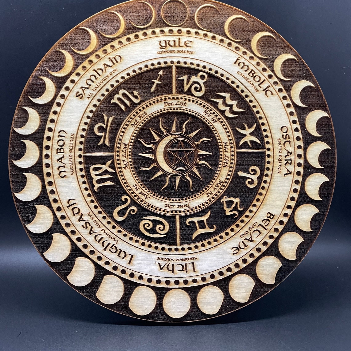 Wheel of the Year Moon Cycle Sun/moon/pentagram Poplar - Etsy