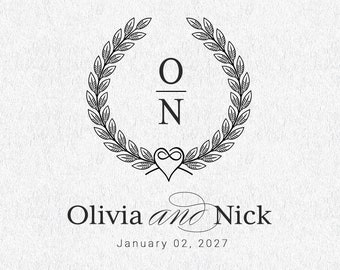 Rose Wedding Logo With Monogram, Wedding Logo Design, Wedding Monogram ...